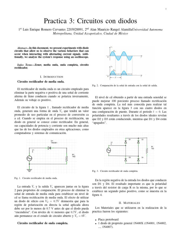 Reporte Practica 3 | PDF | Rectificador | Diodo