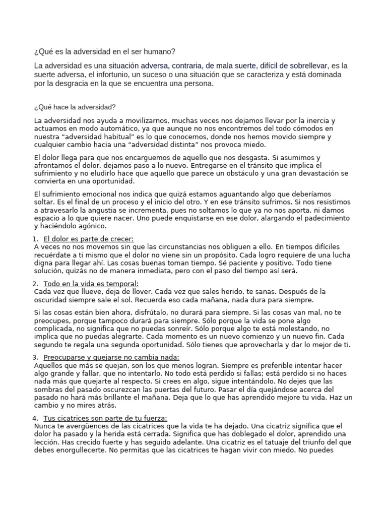 Entendiendo la adversidad humana | PDF | Resiliencia psicológica ...