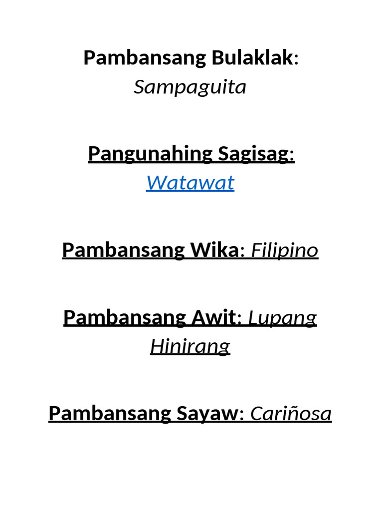 Pambansang Sagisag ng Pilipinas | PDF
