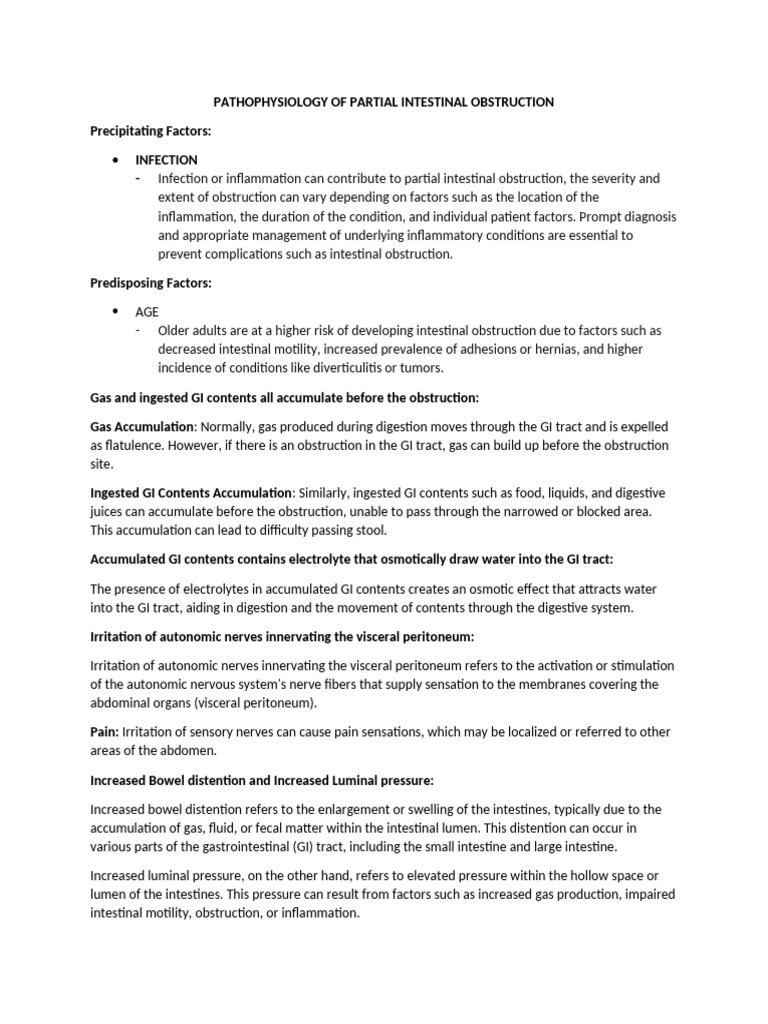 Partial Intestinal Obstruction Overview | PDF | Vomiting ...