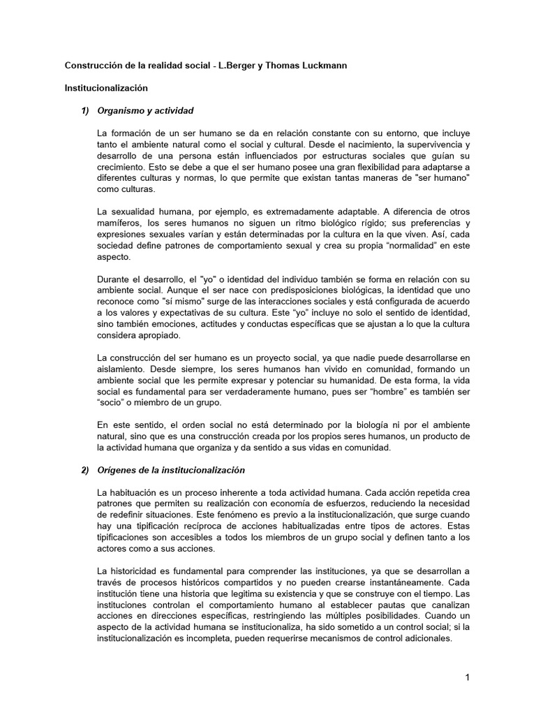 L.berger y Thomas Luckmann | PDF | Sociedad | Conocimiento
