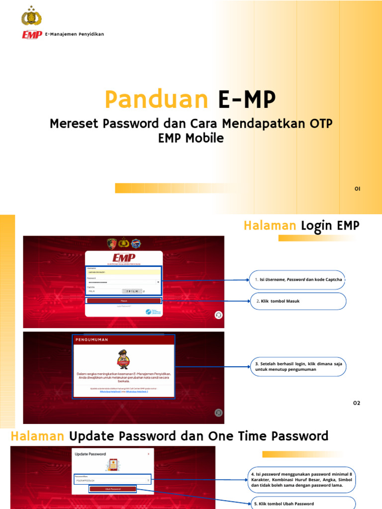 PANDUAN EMP-RESET PASSWORD DAN GENERATE OTP EMP MOBILE_20250412_010952_0000 | PDF