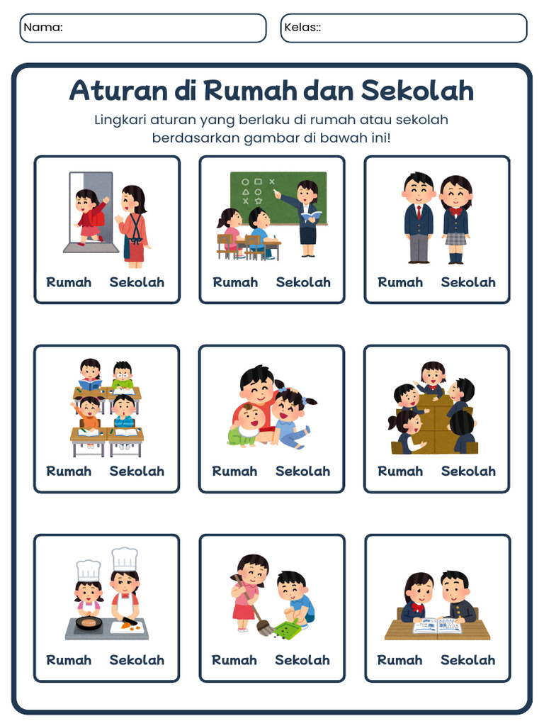 Aturan Di Rumah Dan Sekolah Worksheet Ilustratif - 20250501 - 084553 ...