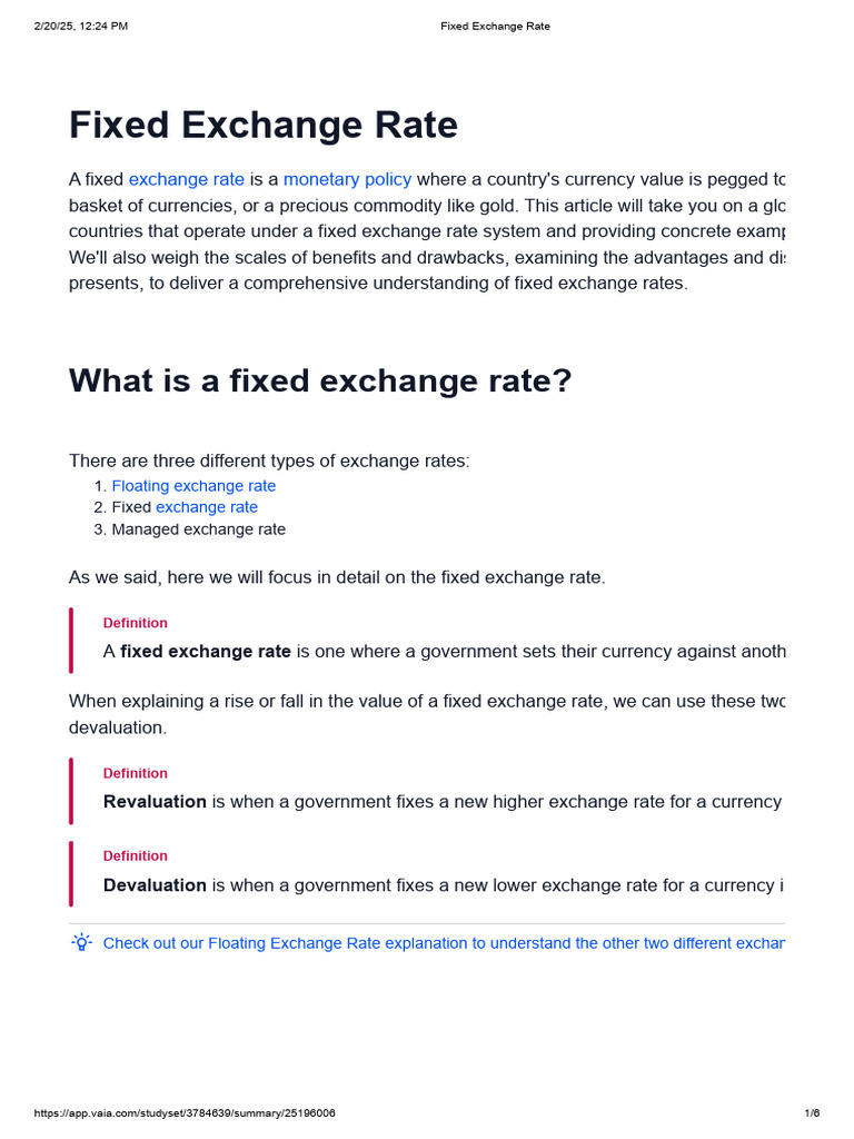Fixed Exchange Rate | PDF | Exchange Rate | Currency