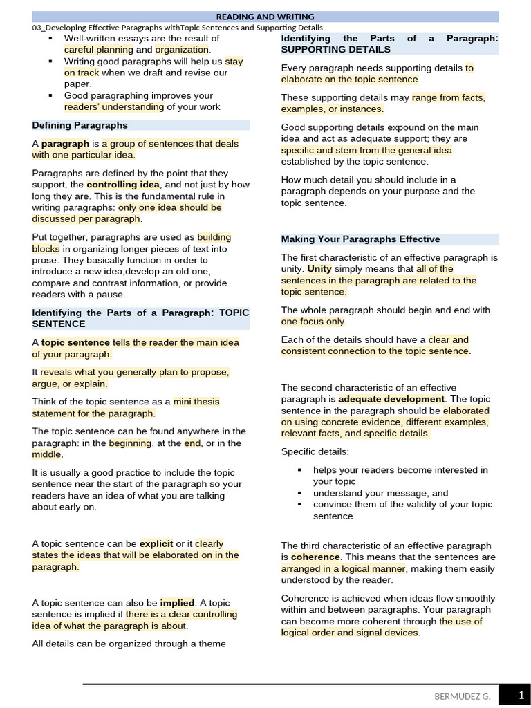 03_Developing Effective Paragraphs with Topic Sentences and Supporting ...