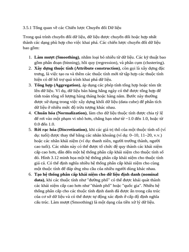 Làm Mư T (Smoothing) Xây D NG Thu C Tính (Attribute Construction) | PDF