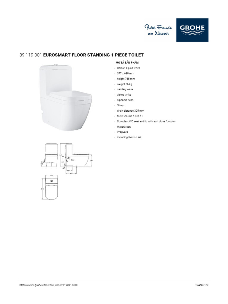 GROHE Specification Sheet 39119001 | PDF