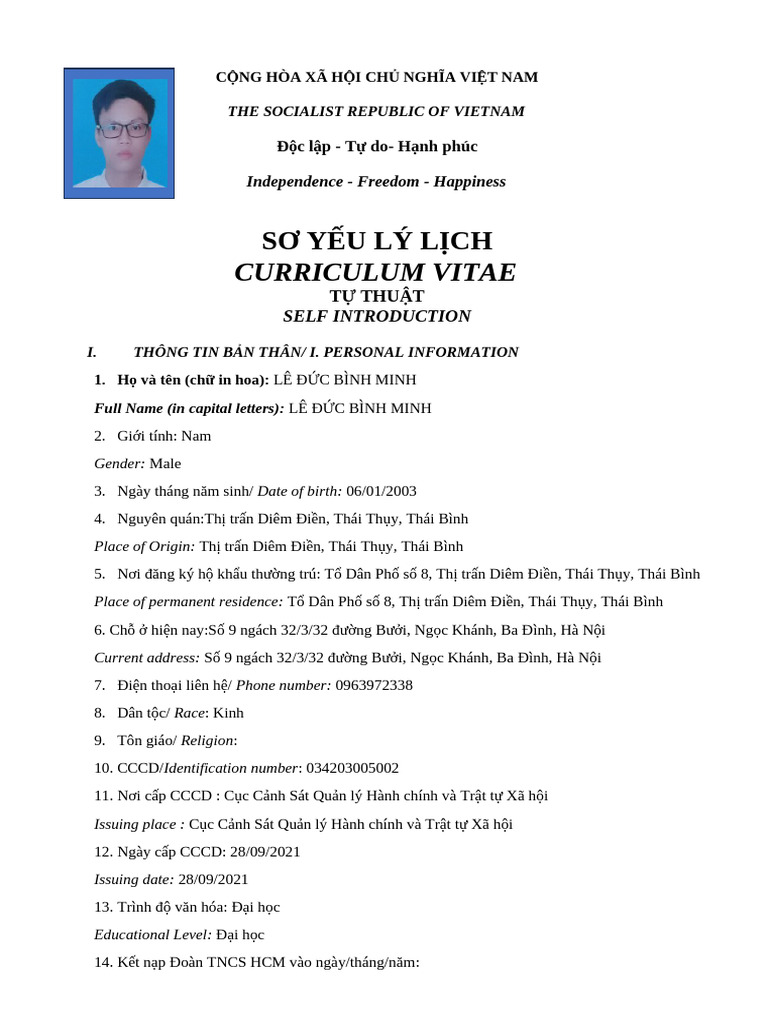 Ho Va Ten - So Yeu Ly Lich | PDF