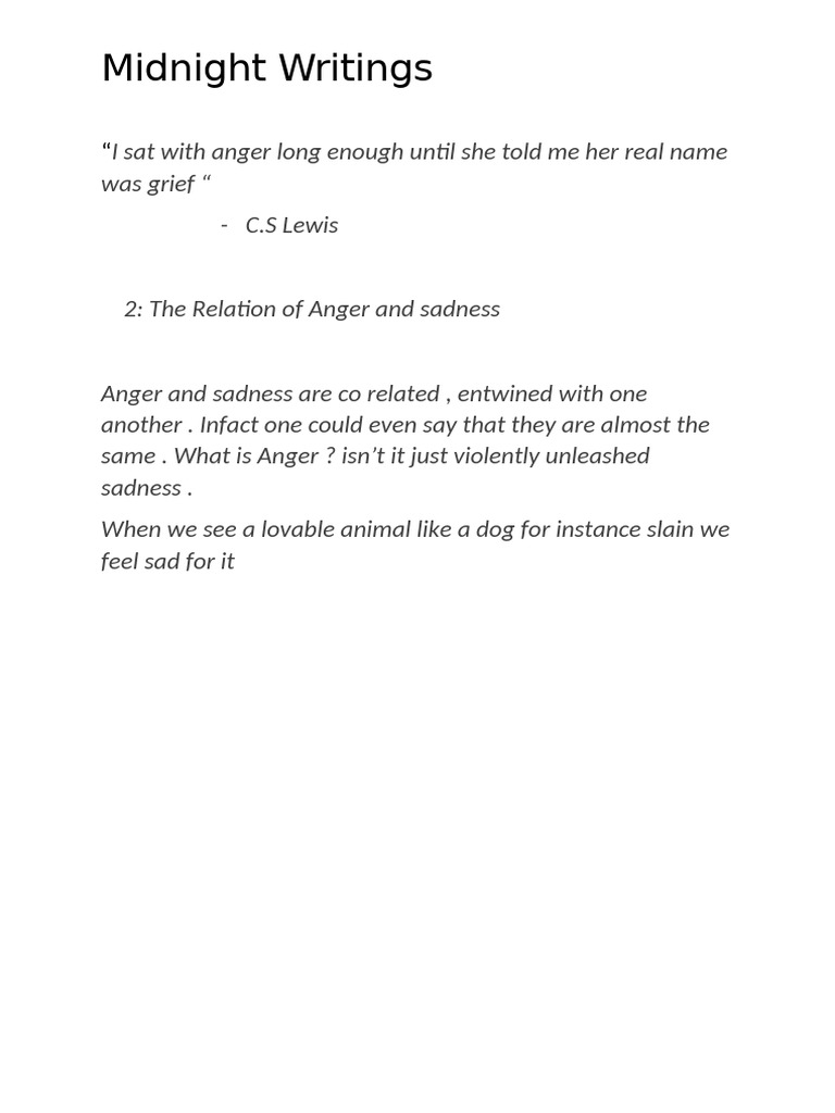 The Relation of Anger and Sadness | PDF