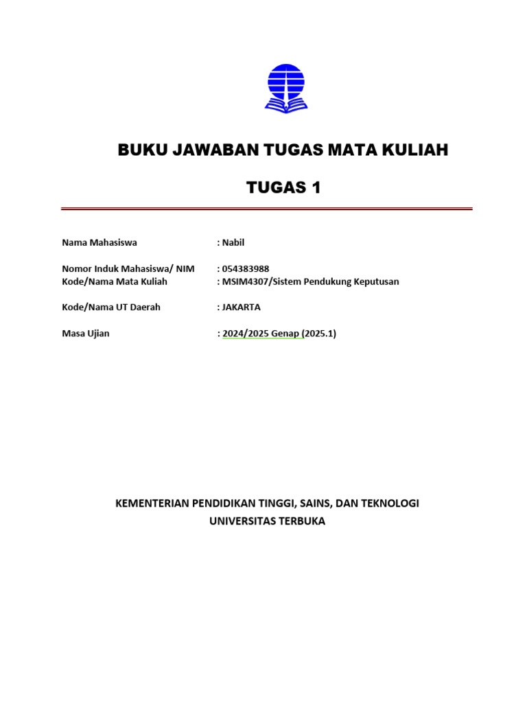 Laporan Tugas 1 Msim4307 | PDF