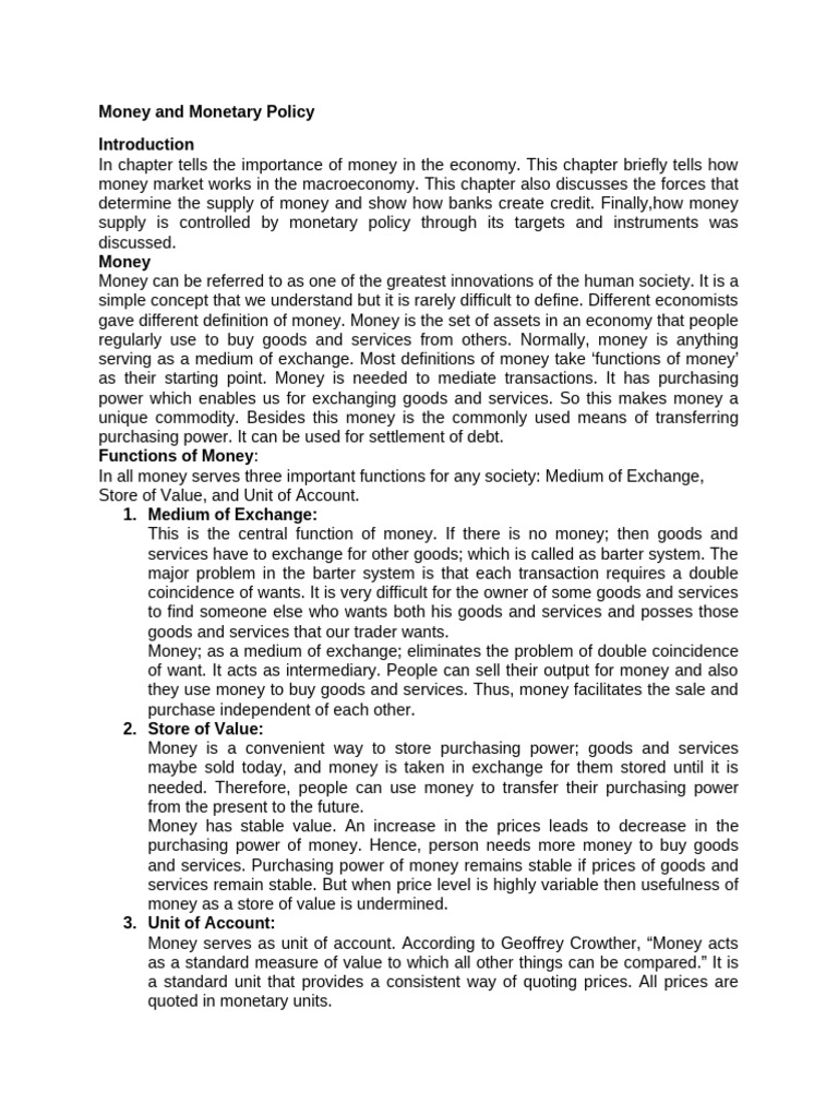 Working of Monetary Policy | PDF | Money Supply | Money