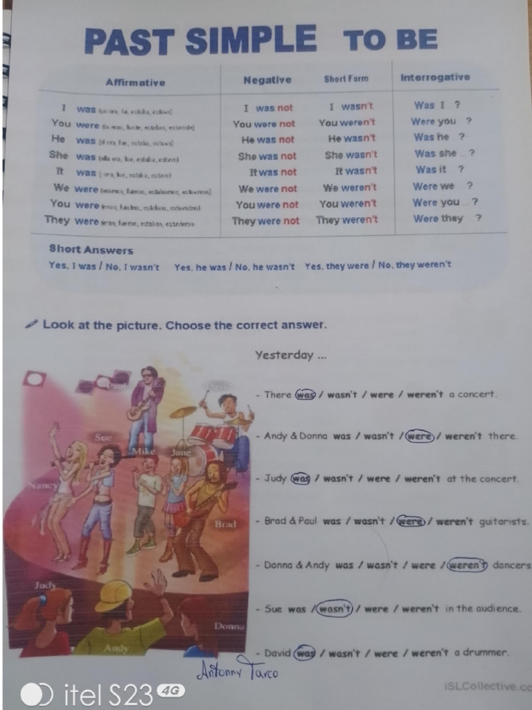 Verb To Be Past Simple | PDF