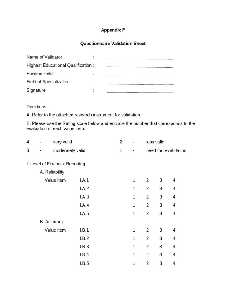 Questionnaire Validation Sheet | PDF | Evaluation Methods | Psychometrics