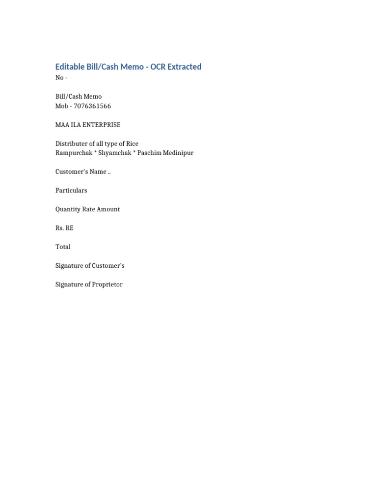 Editable Maa Ila Enterprise Bill | PDF