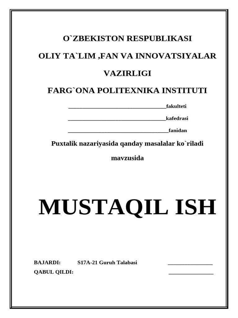 Mustaqil ish | PDF