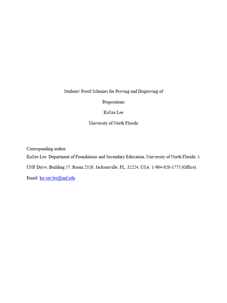 1 Students Proof Schemes For Proving and Disproving of Propositions Final Paper | PDF ...