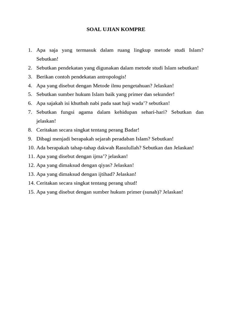 Soal Ujian Kompre 2 Baru | PDF