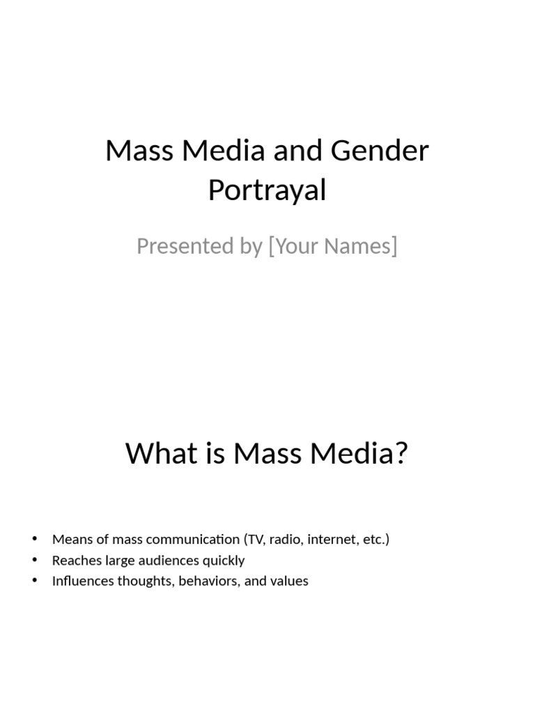 Mass Media and Gender Portrayal | PDF