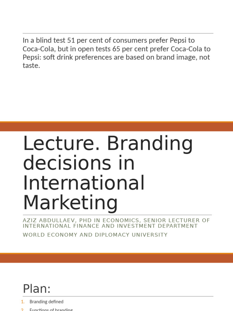 Lecture Branding Decisions in International Marketing2024 | PDF | Brand ...