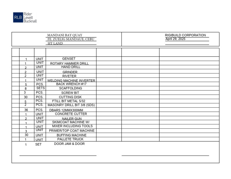 RLB Materials Delivery Inspection Report | PDF