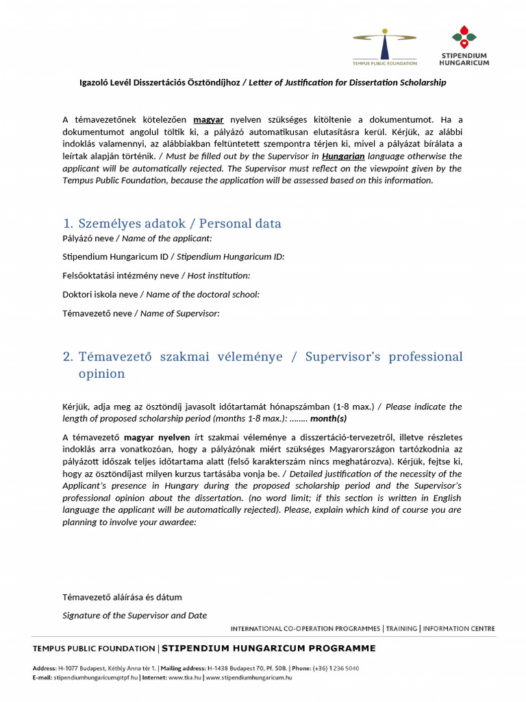 1.Sz - Melleklet Letter of Justification | PDF