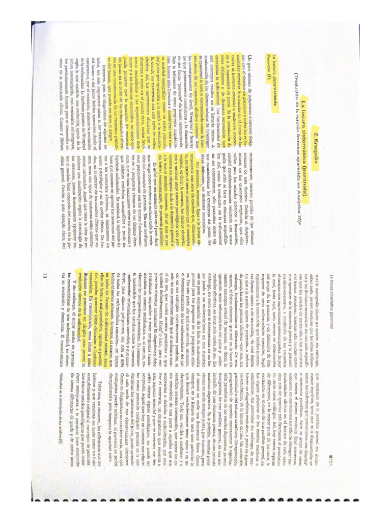 1 - Kraepelin. Locura Sistemática (Paranoia) | PDF