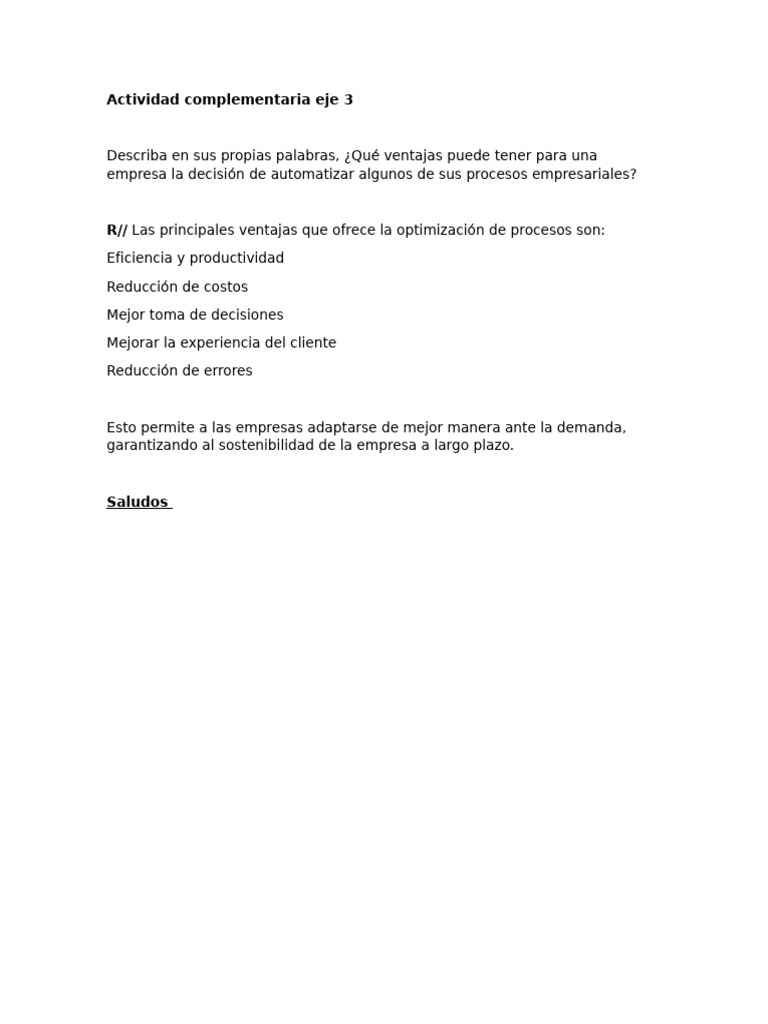 Actividad Complementaria Eje 3 | PDF