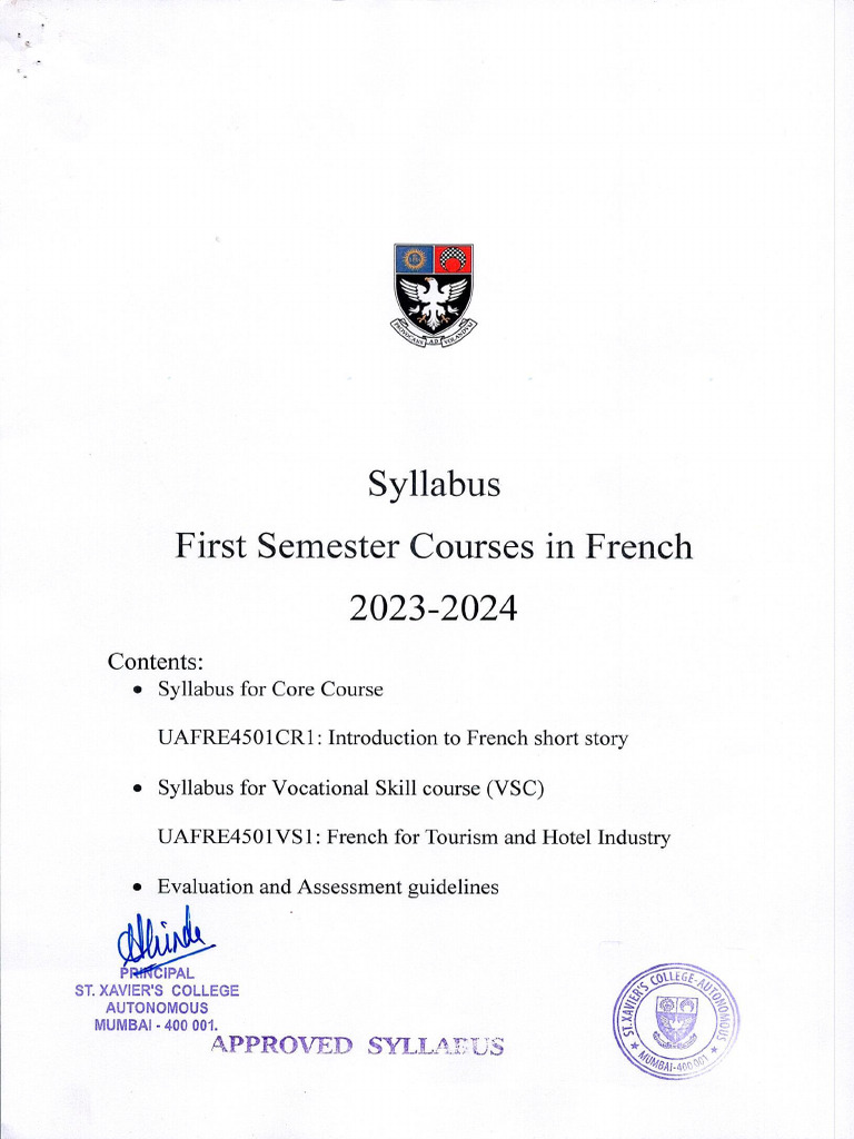 Syllabus Core-VSC-French | PDF