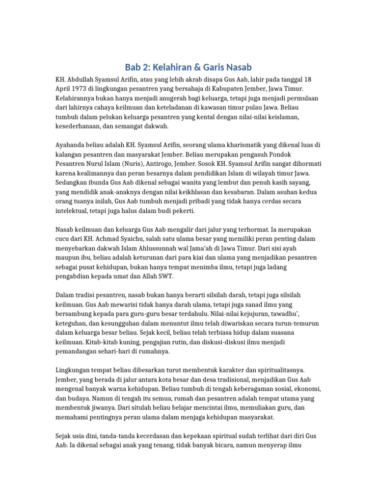 Bab 2 Kelahiran Dan Garis Nasab Gus Aab | PDF