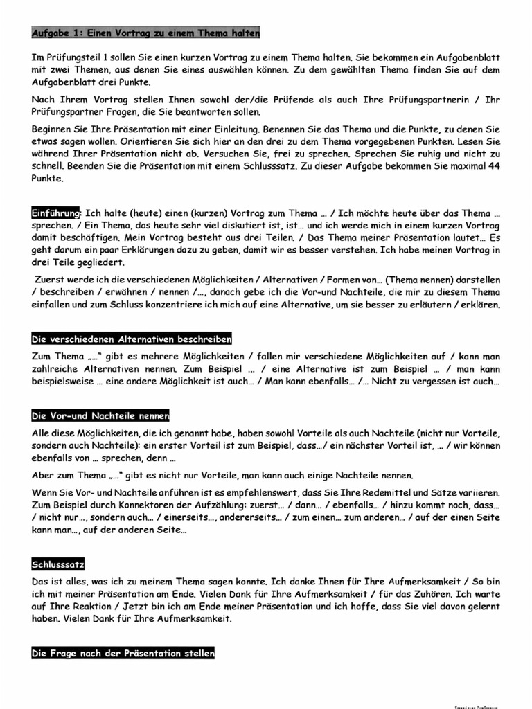 Sprechen B2 Redemittel | PDF
