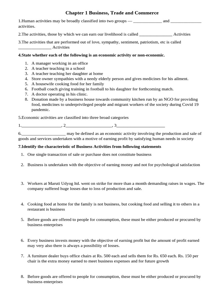 Chapter 1 BST 11 Worksheet | PDF | Risk | Goods