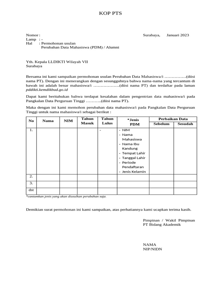Surat Pengantar PDM 3 | PDF