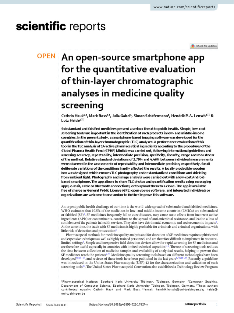 Determination of quality of drugs by TLC using smartphone | PDF | Accuracy And Precision | Thin ...