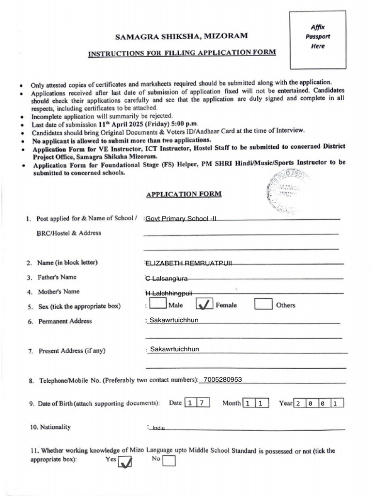 Application Form For FS Helper | PDF