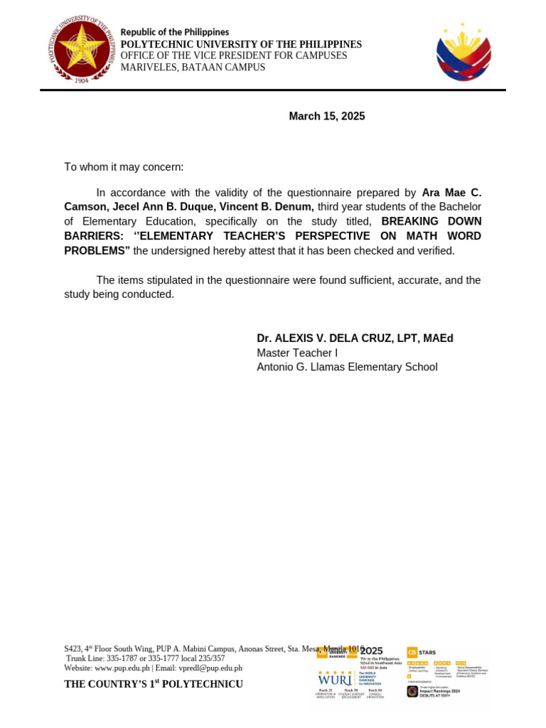 Letter - Certificate For Validation Tool | PDF