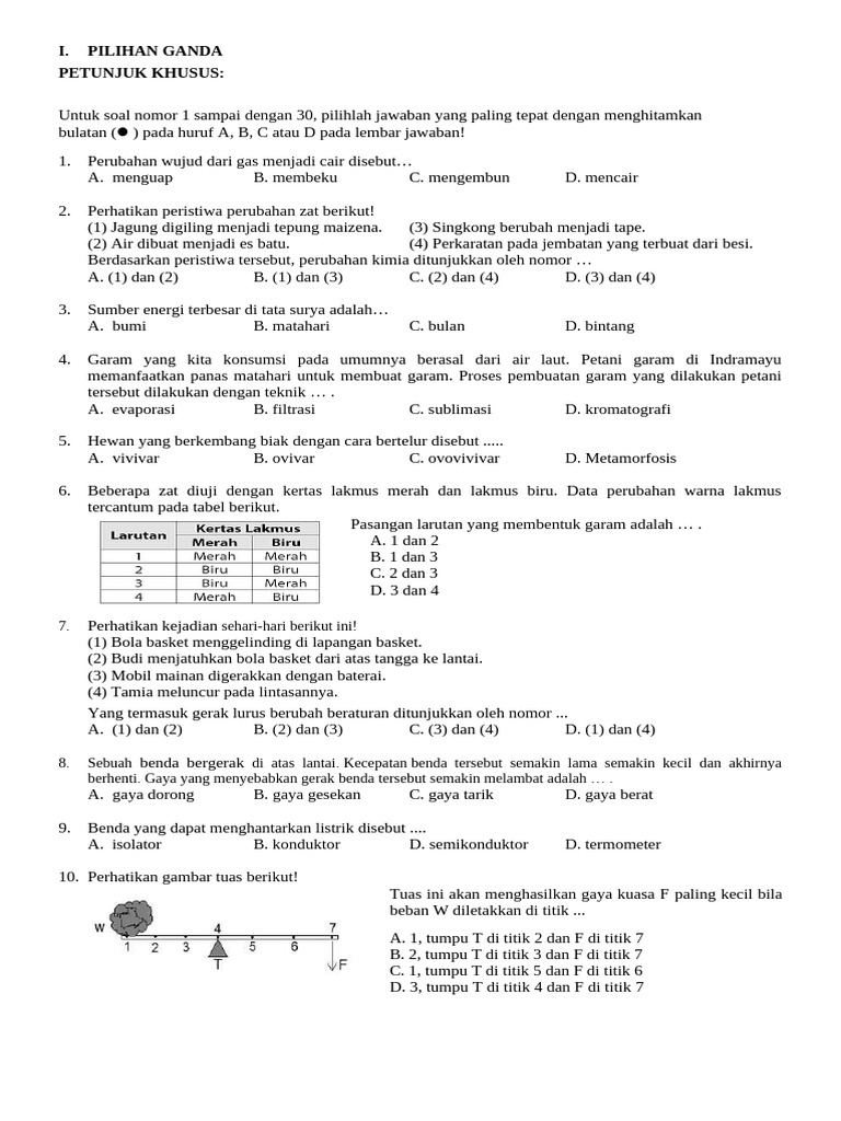 Soal SAJ IPA SMP 2025 | PDF