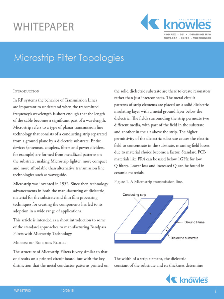 Microstrip Filter Topologies | PDF | Transmission Line | Electronic Filter