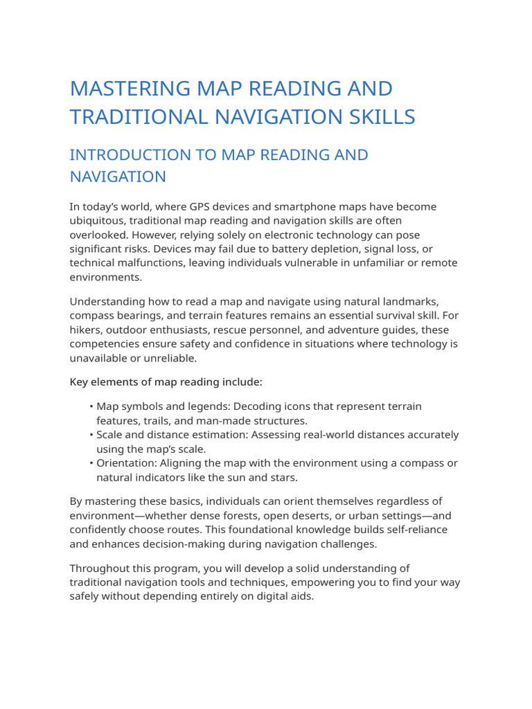 Map Reading & Navigation Proposal | PDF | Compass | Navigation