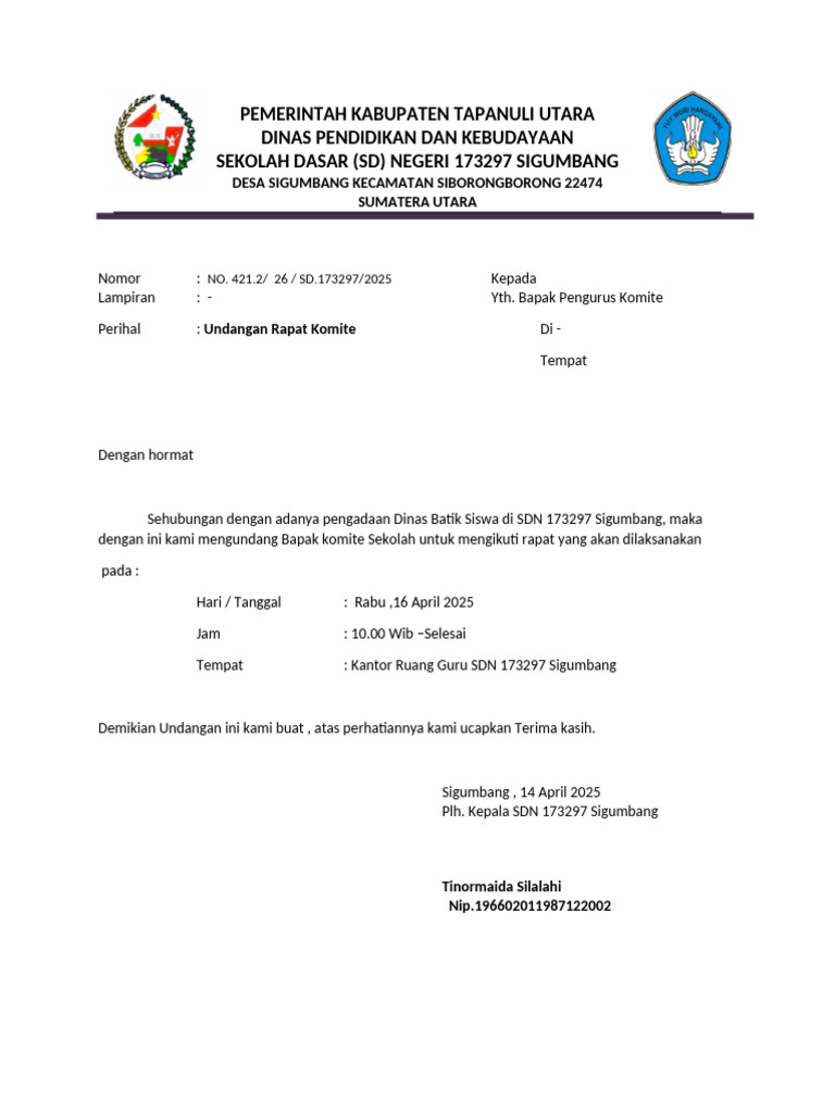 Surat Undagan Komite | PDF