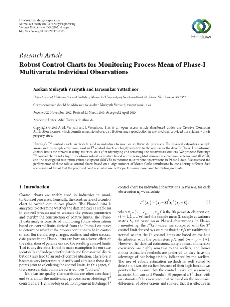 multivariate robust control chart | PDF | Robust Statistics | Estimator