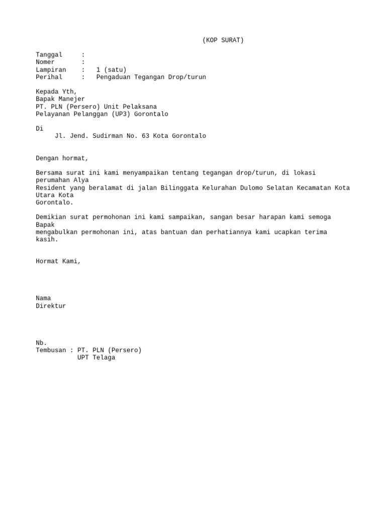 Format Surat Pengaduan | PDF