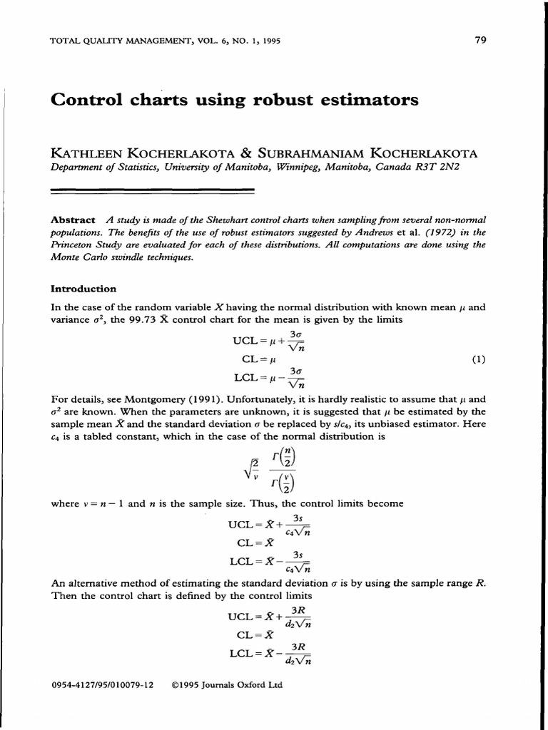 1995 Control Charts Using Robust Estimators | PDF | Estimator | Robust Statistics