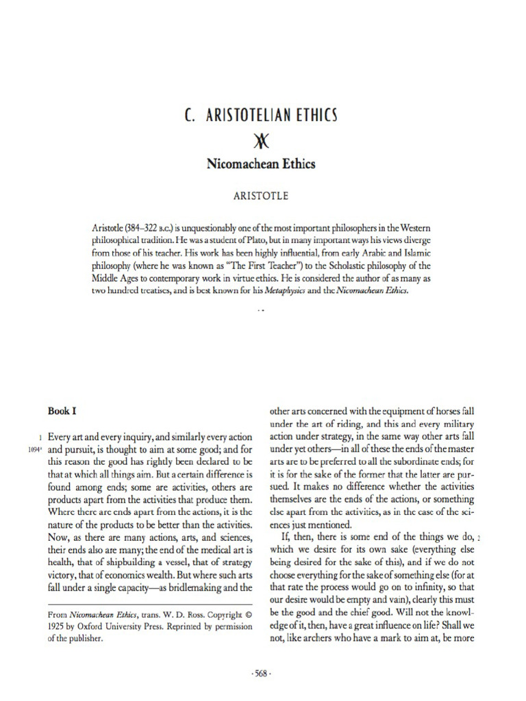 Aristotle Nicomachean Ethics Pdf Aristotle Classical Greek