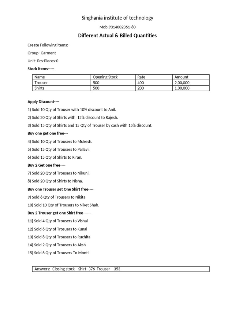 different actual and billed qt | PDF | Personal Computers | Usb Flash Drive