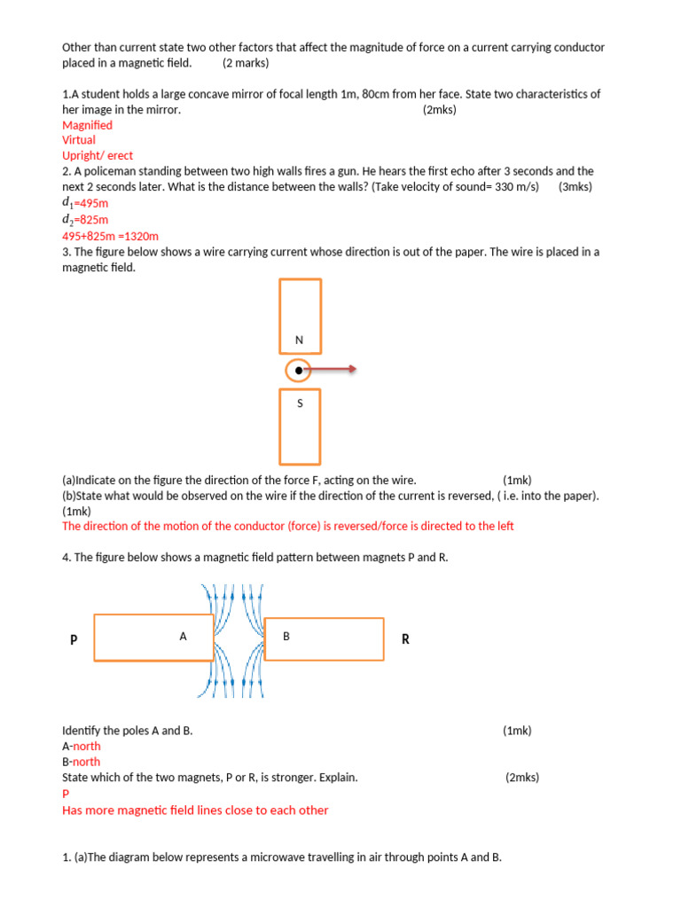Form 2 Paper 2 Mocks Questions 2023.Docx 2.Docxauto | PDF | Waves | Sound