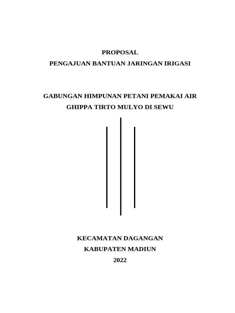 Proposal Permohonan Bantuan Jaringan Irigasi Sekunder Di Sewu | PDF