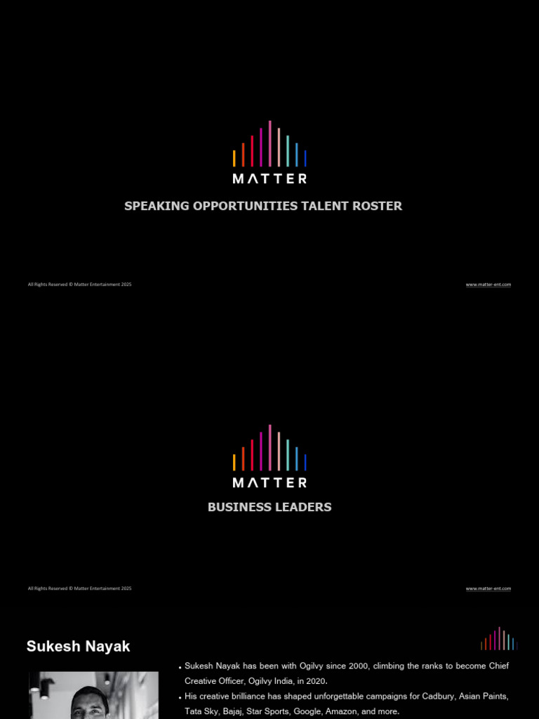 Speaking Opportunities Talent Roster | PDF