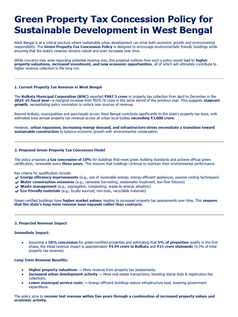 Green Property Tax Concession Policy For Sustainable Development in ...