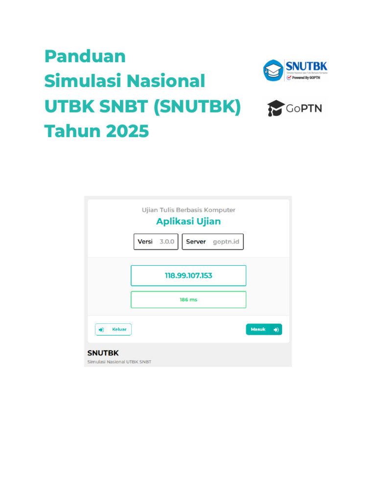 Panduan Simulasi Nasional UTBK SNBT (SNUTBK) 2025 by GoPTN-1 | PDF