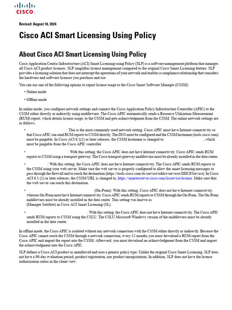 Cisco Aci Smart Licensing Using Policy | PDF | Proxy Server | Command Line Interface
